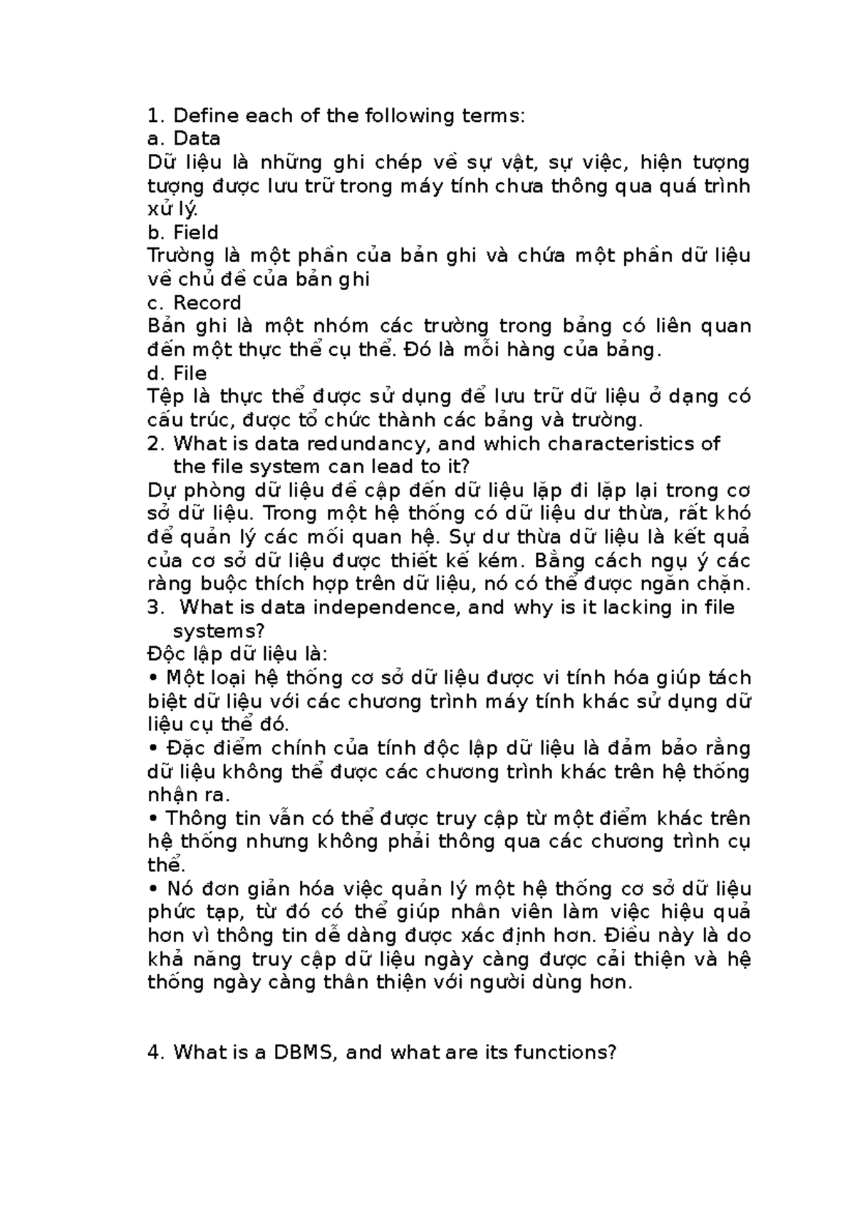 Cơ sở dữ liệu c1 - sadasdasd - Define each of the following terms: a ...