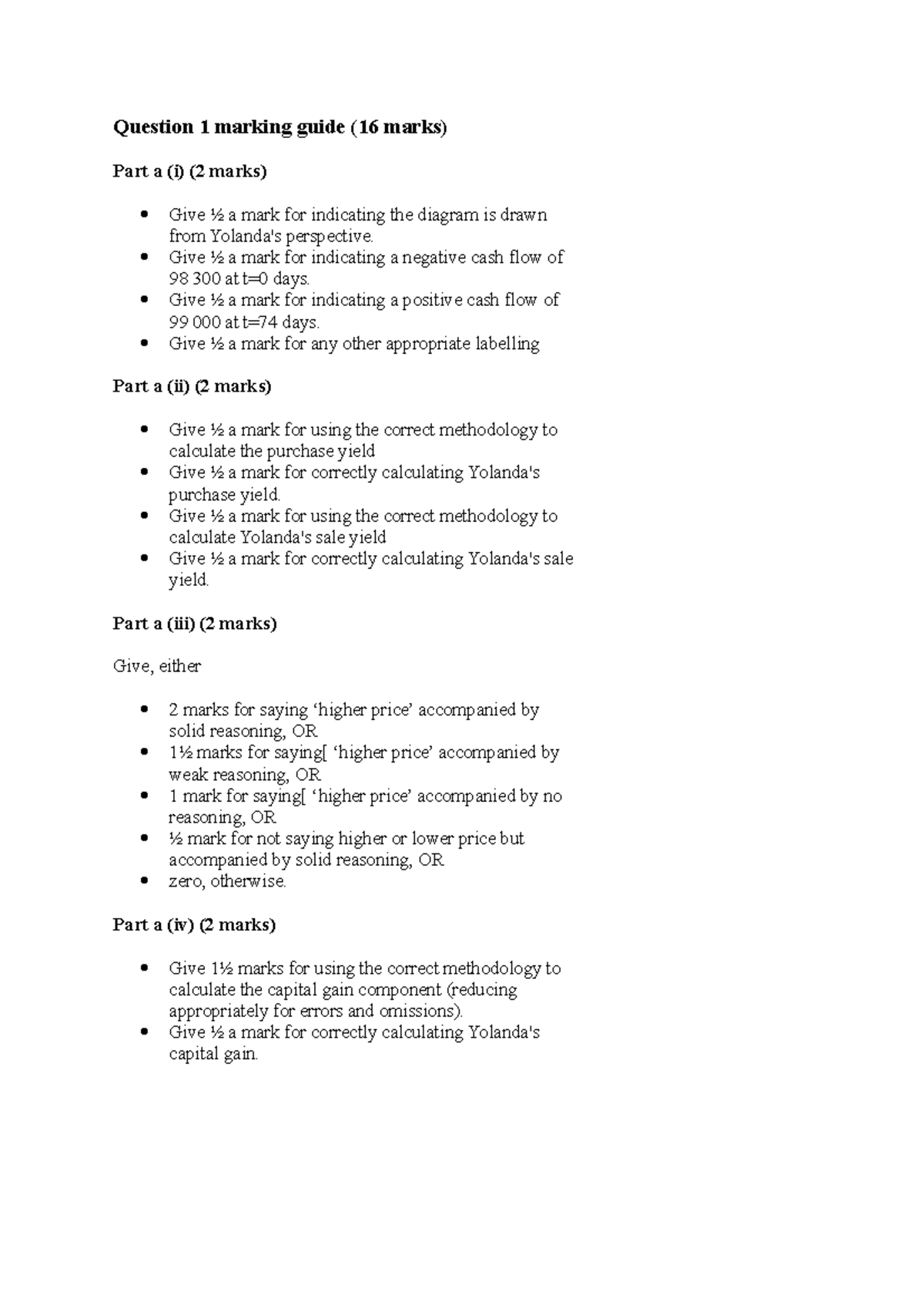 Marking Assessment - Question 1 marking guide (16 marks) Part a (i) (2 ...