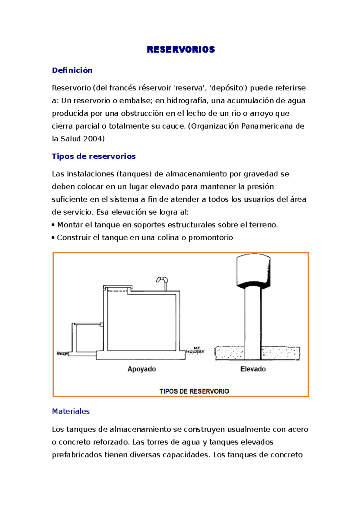5 Reservorio - juan - RESERVORIOS Definición Reservorio (del francés ...