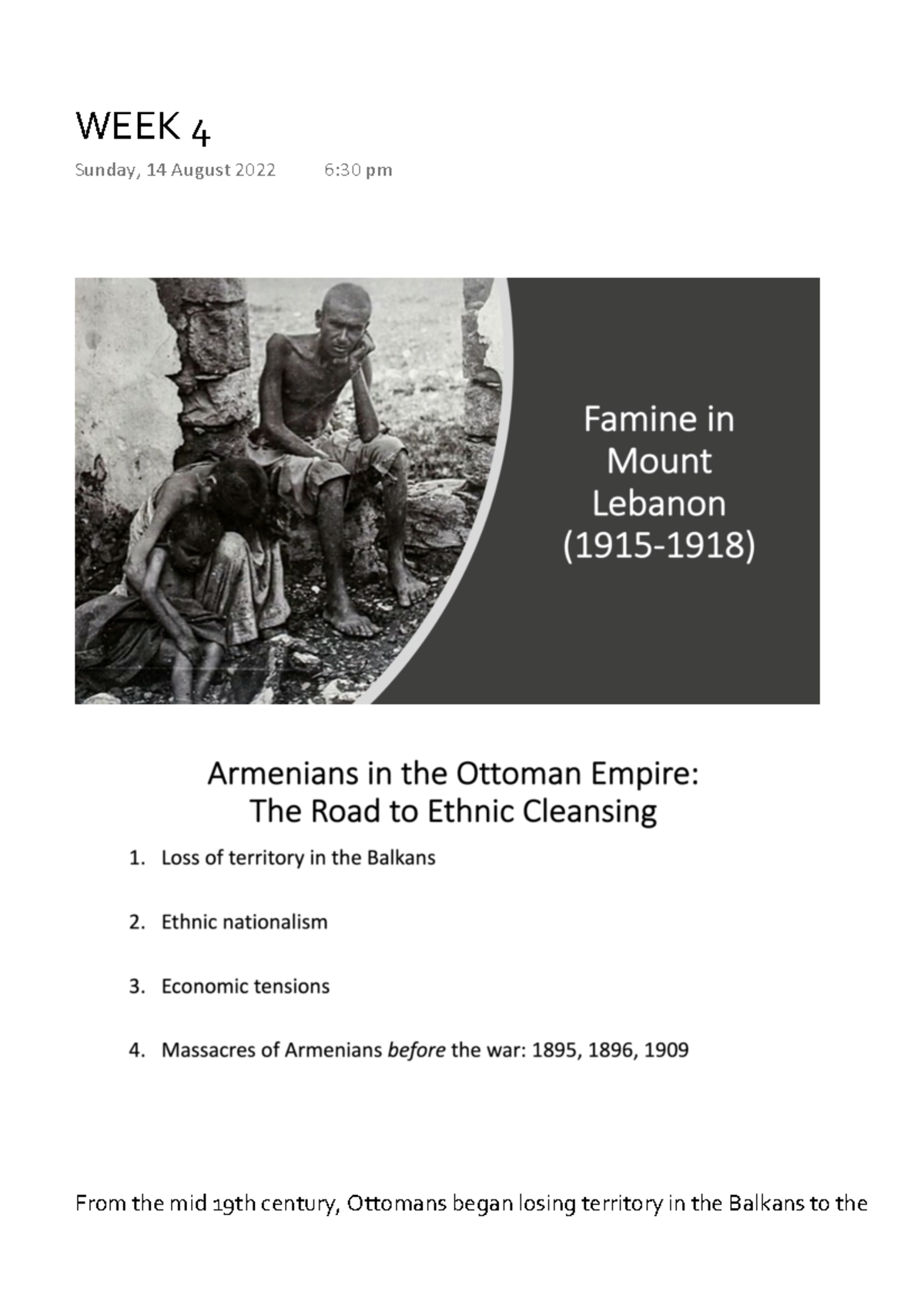 WEEK 4 - Modern middle east lecture notes and powerpoint slides - From ...