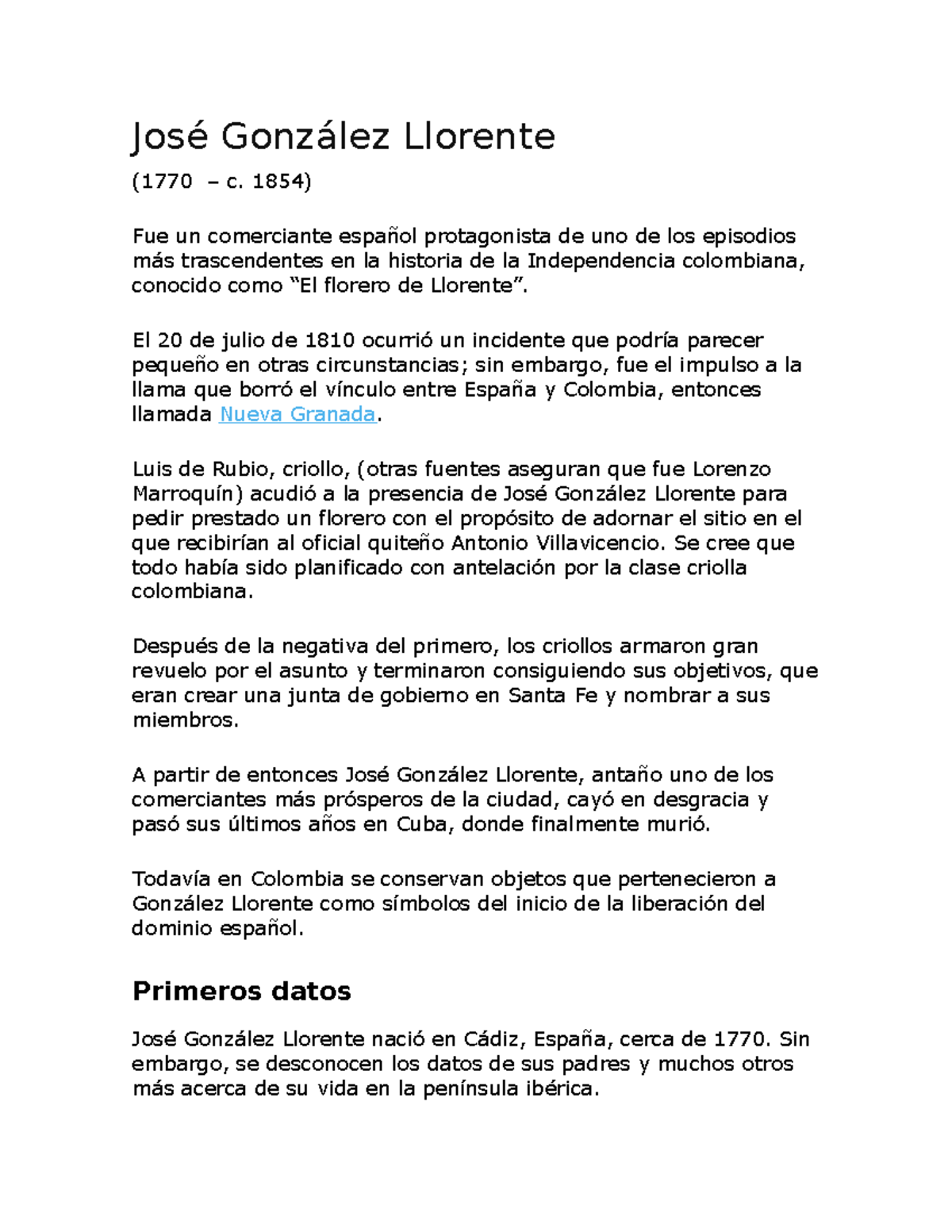 José González Llorente - José González Llorente (1770 – c. 1854) Fue un ...