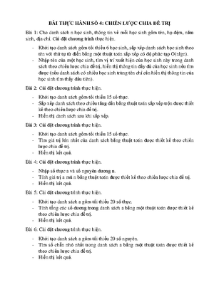 BÀI THỰC HÀNH SỐ 2 ĐỆ QUY - QUAY LUI - BÀI THỰC HÀNH SỐ 2: ĐỆ QUY ...