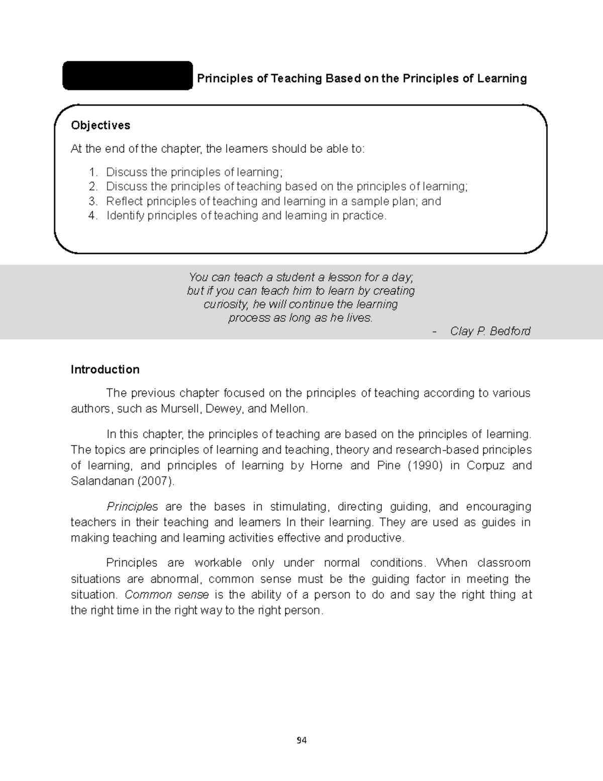 Chapter 6 Principles of Teaching Based on the Principles of Learning ...