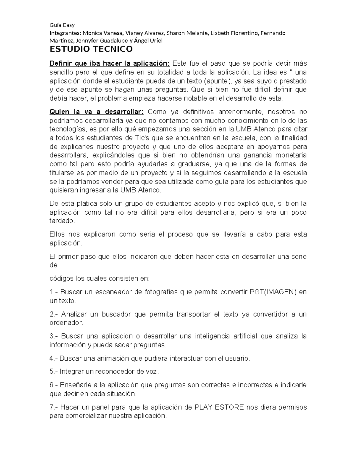 GUIA EASY - Proyecto estudiantil - Integrantes: Monica Vanesa, Vianey ...