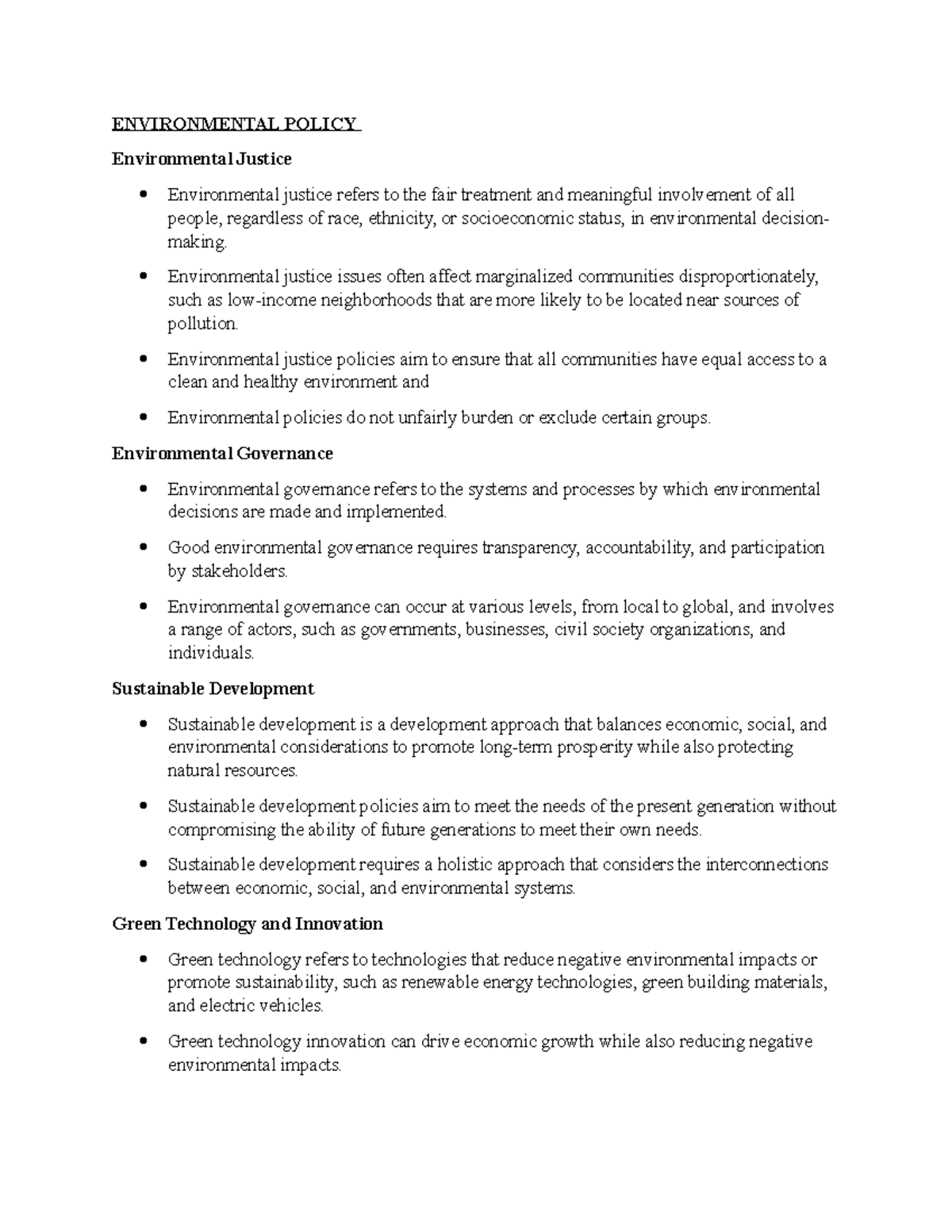 PCS Environmental Policy Notes 2 - ENVIRONMENTAL POLICY Environmental ...
