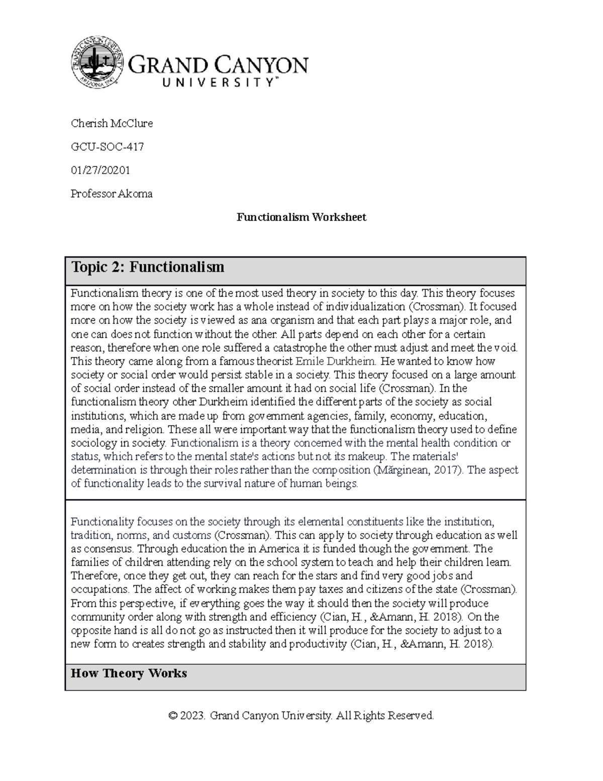 SOC-417.T2.Functionalism Worksheet Completed - Cherish McClure GCU-SOC ...