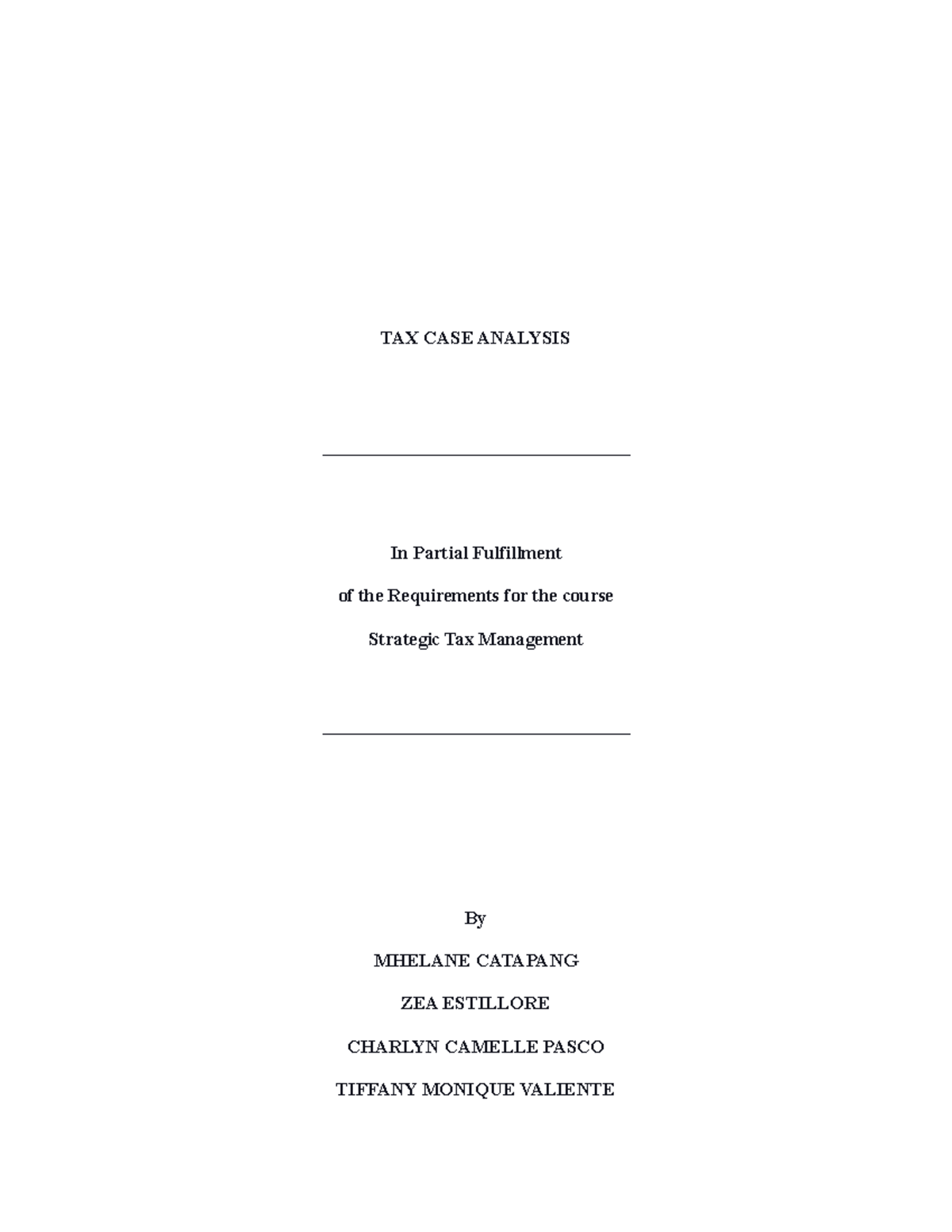TAX CASE ANALYSIS CASE 3 G.R. NO. 148191 - Financial Management - Studocu