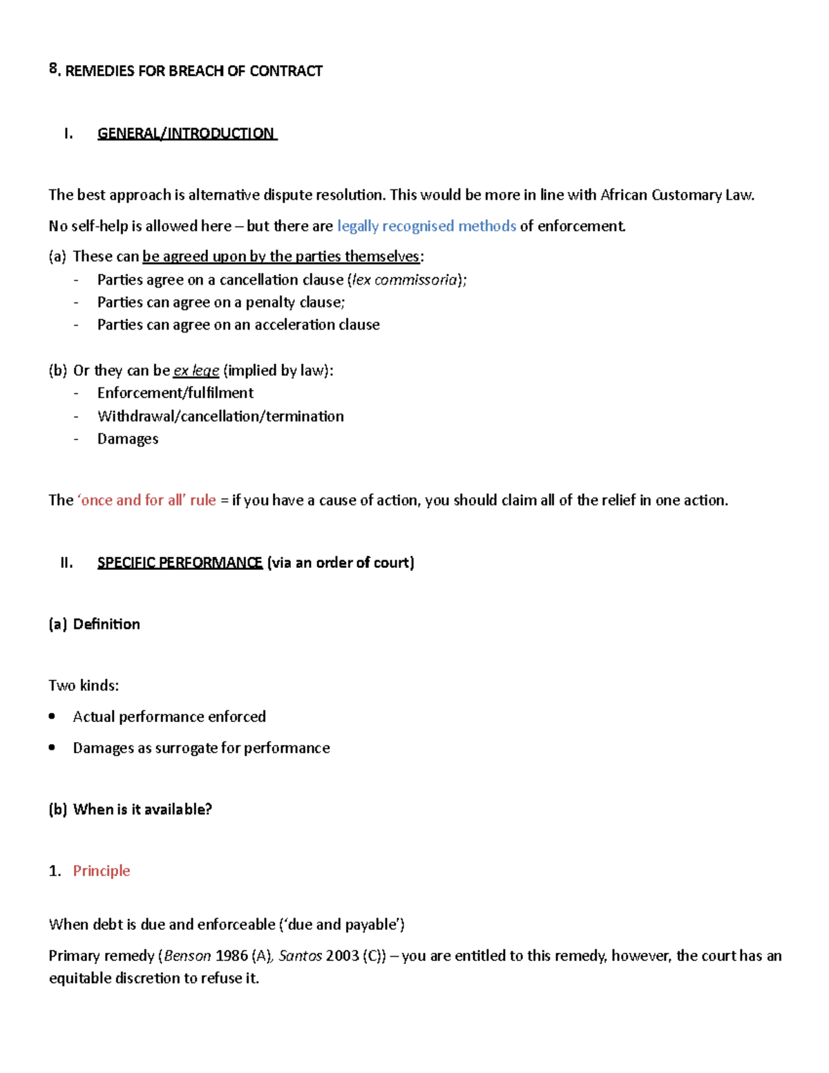 8. Remedies for Breach of Contract - 8. REMEDIES FOR BREACH OF CONTRACT ...