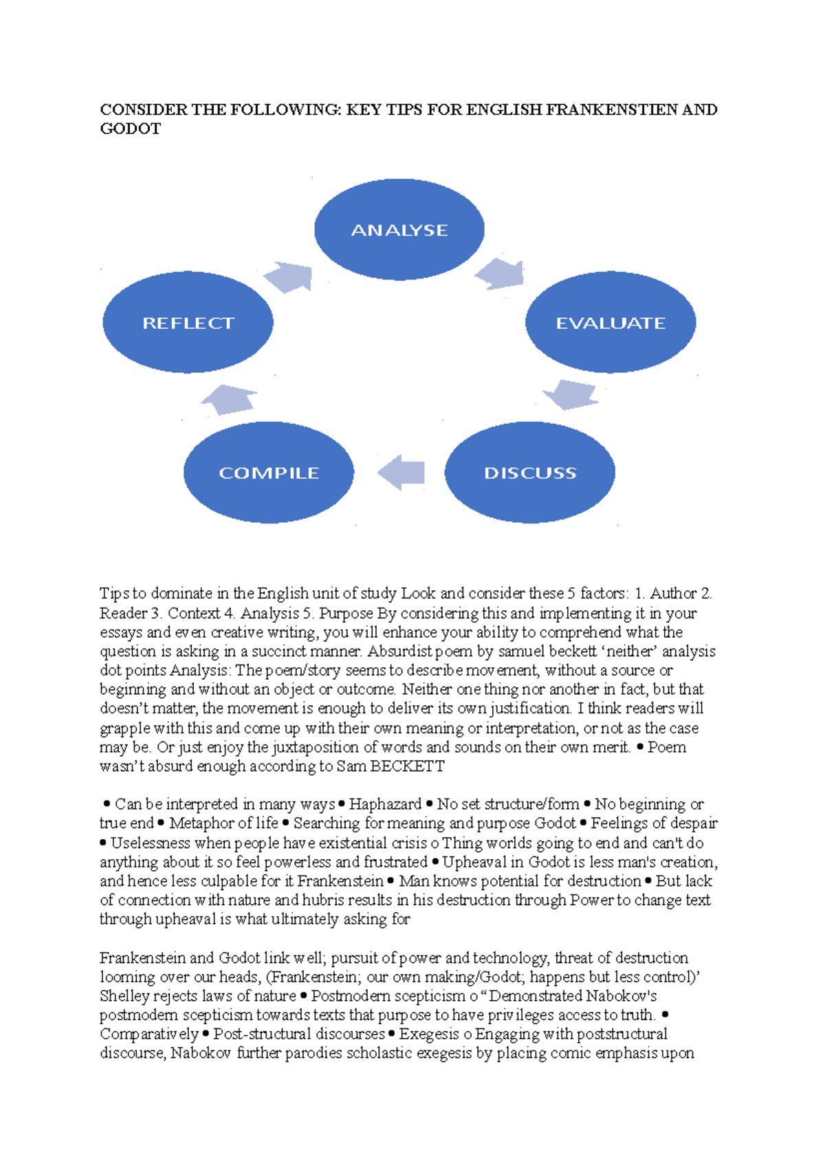Analytical Considerations for Engly 12 - CONSIDER THE FOLLOWING: KEY ...