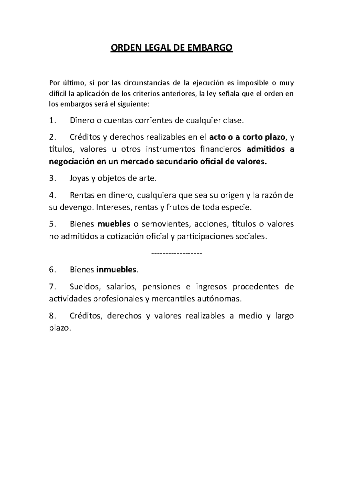 Orden Legal DE Embargo - asdfadf - ORDEN LEGAL DE EMBARGO Por último ...