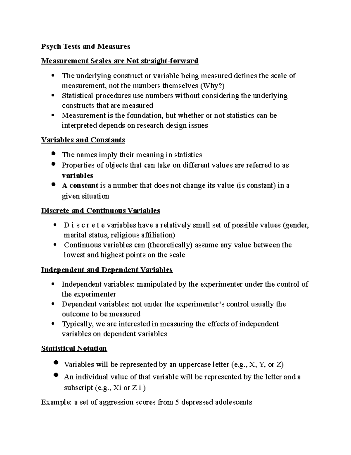 Psych Tests and Measures 2 - Psych Tests and Measures Measurement ...