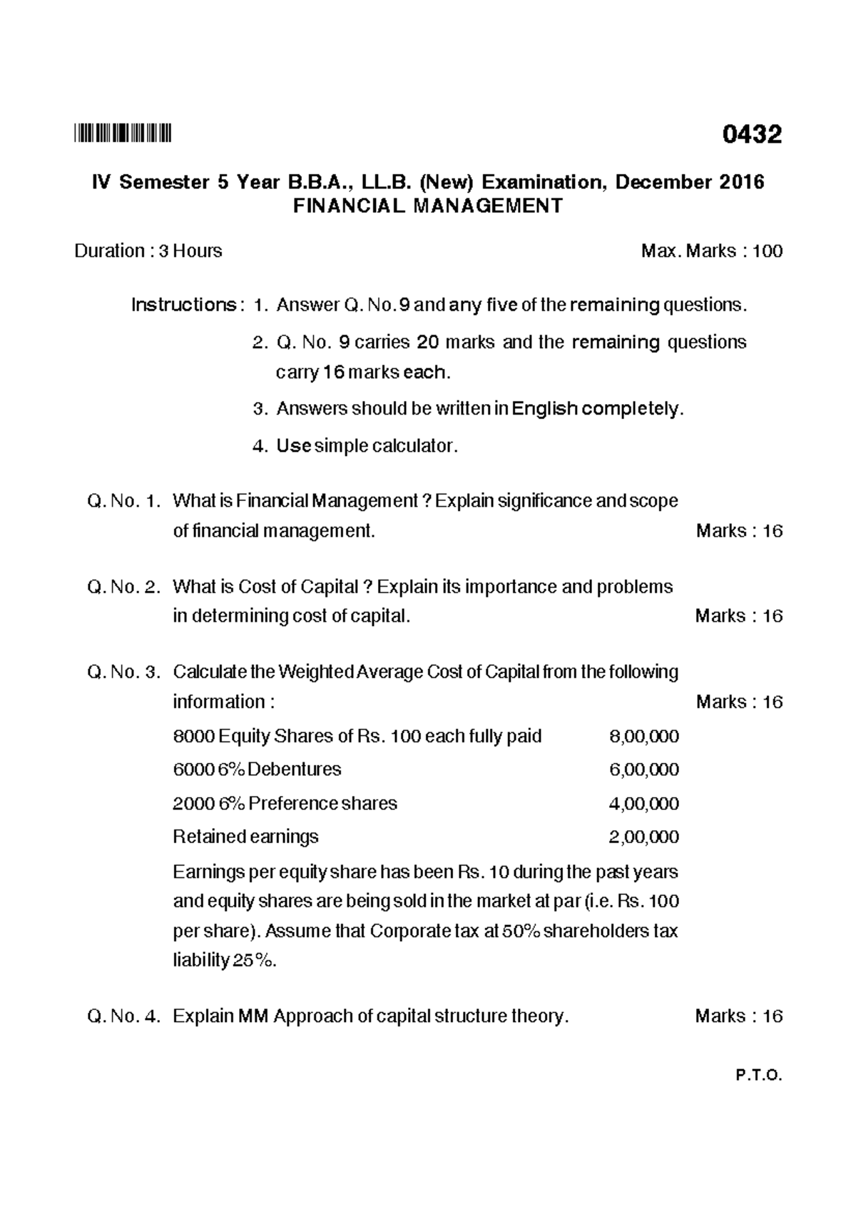 international business ques paper - BHRQPB 0432 IV Semester 5 Year B.B ...