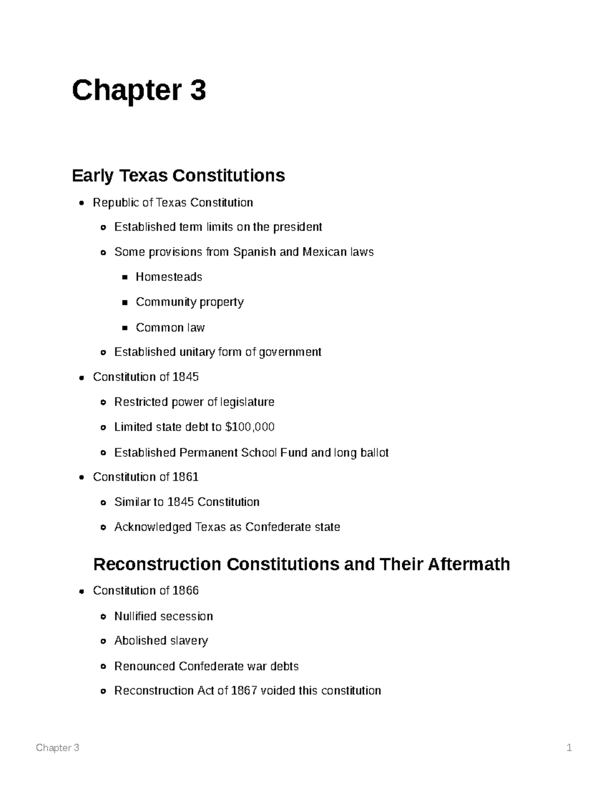 Texas Gov't Chapter 3 - Professor Strawn lecture notes - Chapter 3 ...