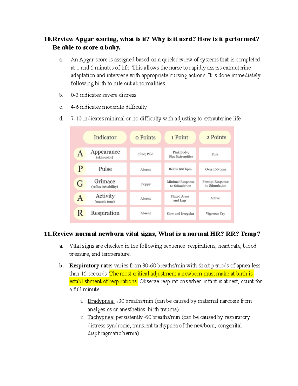 OB Exam 3 Study guide 2 (dragged) 8 - 10 Apgar scoring, what is it? Why ...
