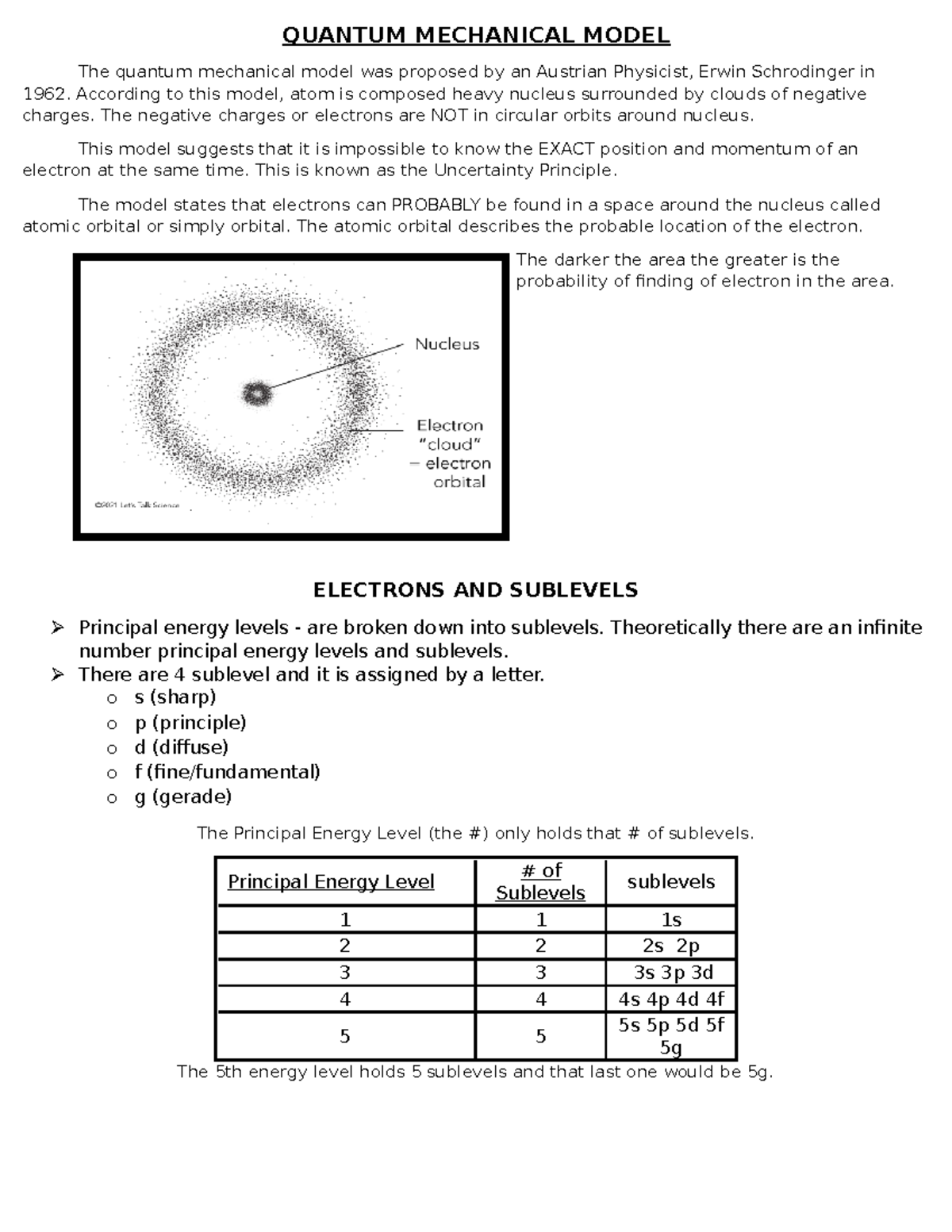 Quantum Mechanical Model - QUANTUM MECHANICAL MODEL The quantum ...