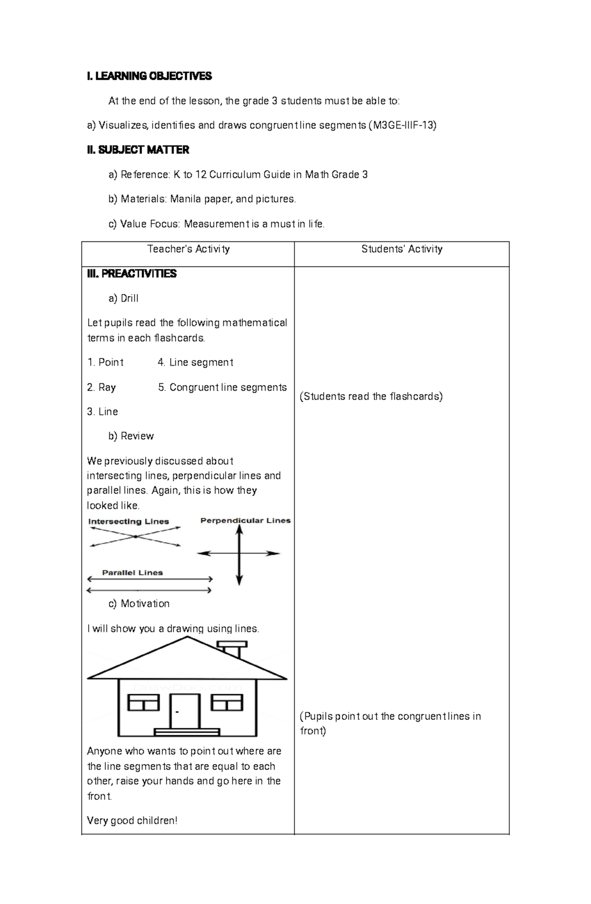 M3GE-IIIF-13 Math 3 Lesson Plan - I. LEARNING OBJECTIVES At the end of ...
