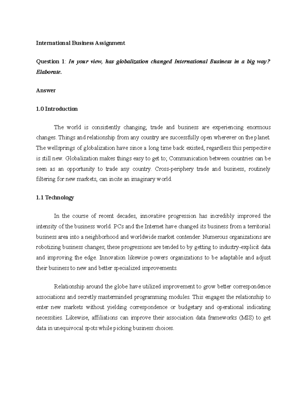 Phyo su ibm - study - International Business Assignment Question 1: In ...