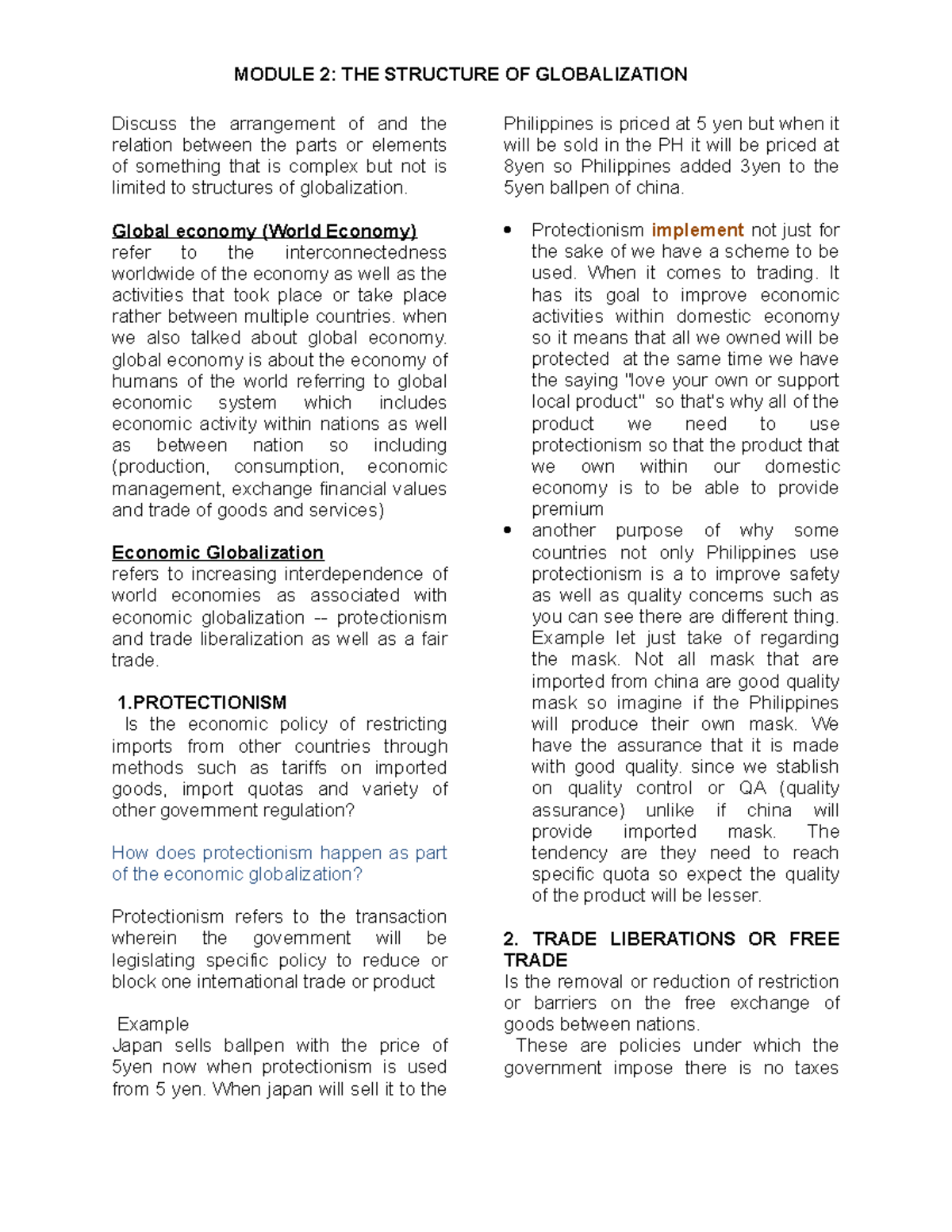 Cw Module 2 Contemporary World Lectures Discuss The Arrangement Of And The Relation Between
