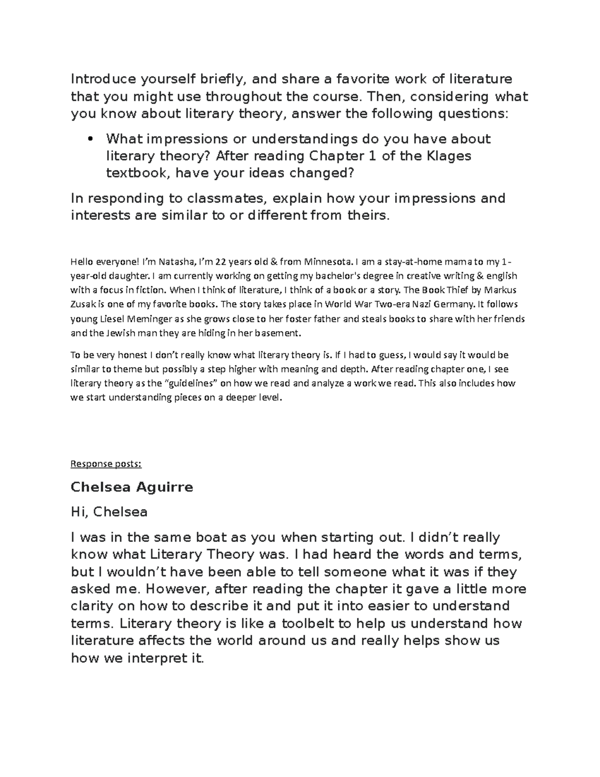 1-2 Discussion; Intro & Thinking About Theory 2 - Introduce yourself ...