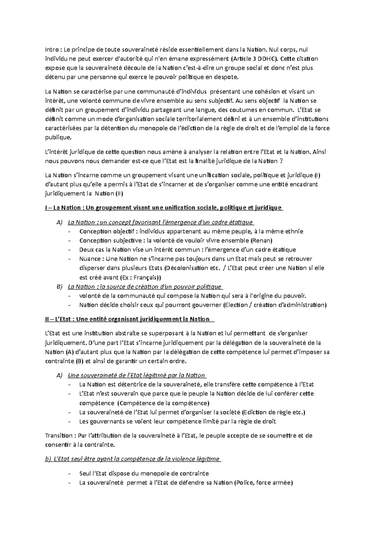 Etat et Nation - - Studocu
