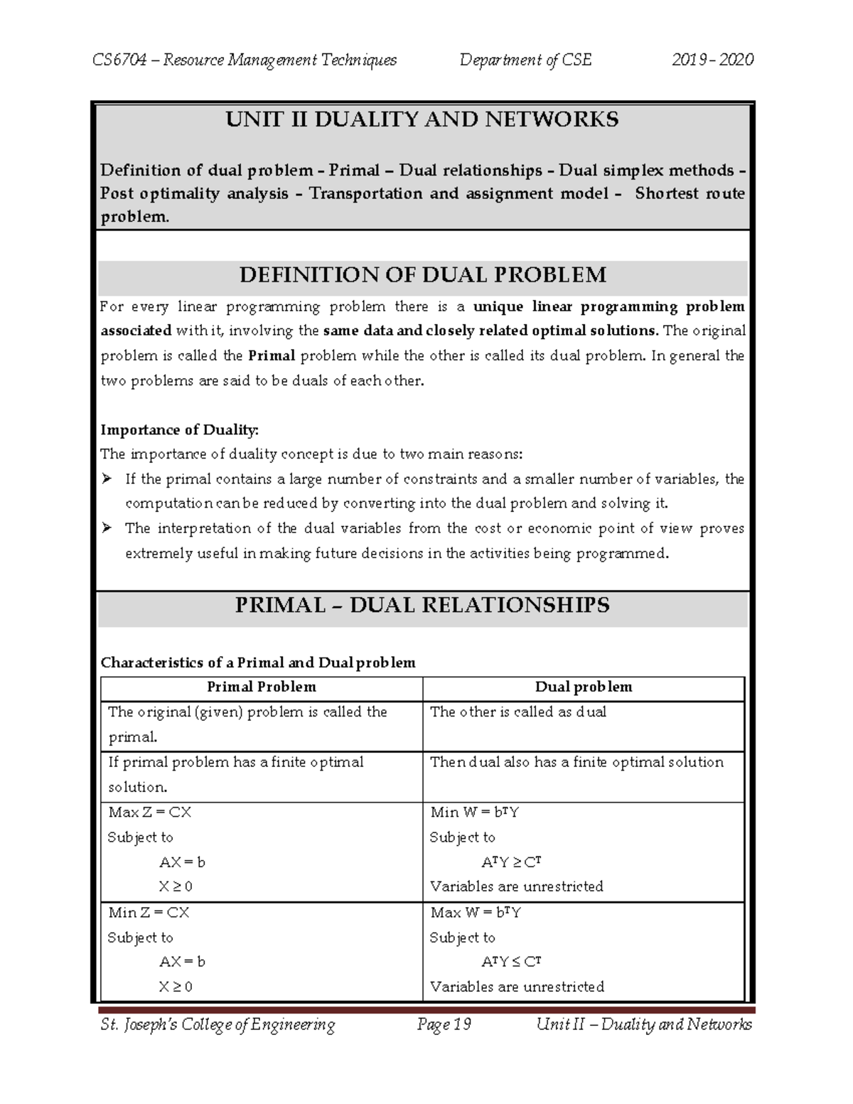Rmt uint2 - Lecture notes 2 - CS6704 Resource Management Techniques ...