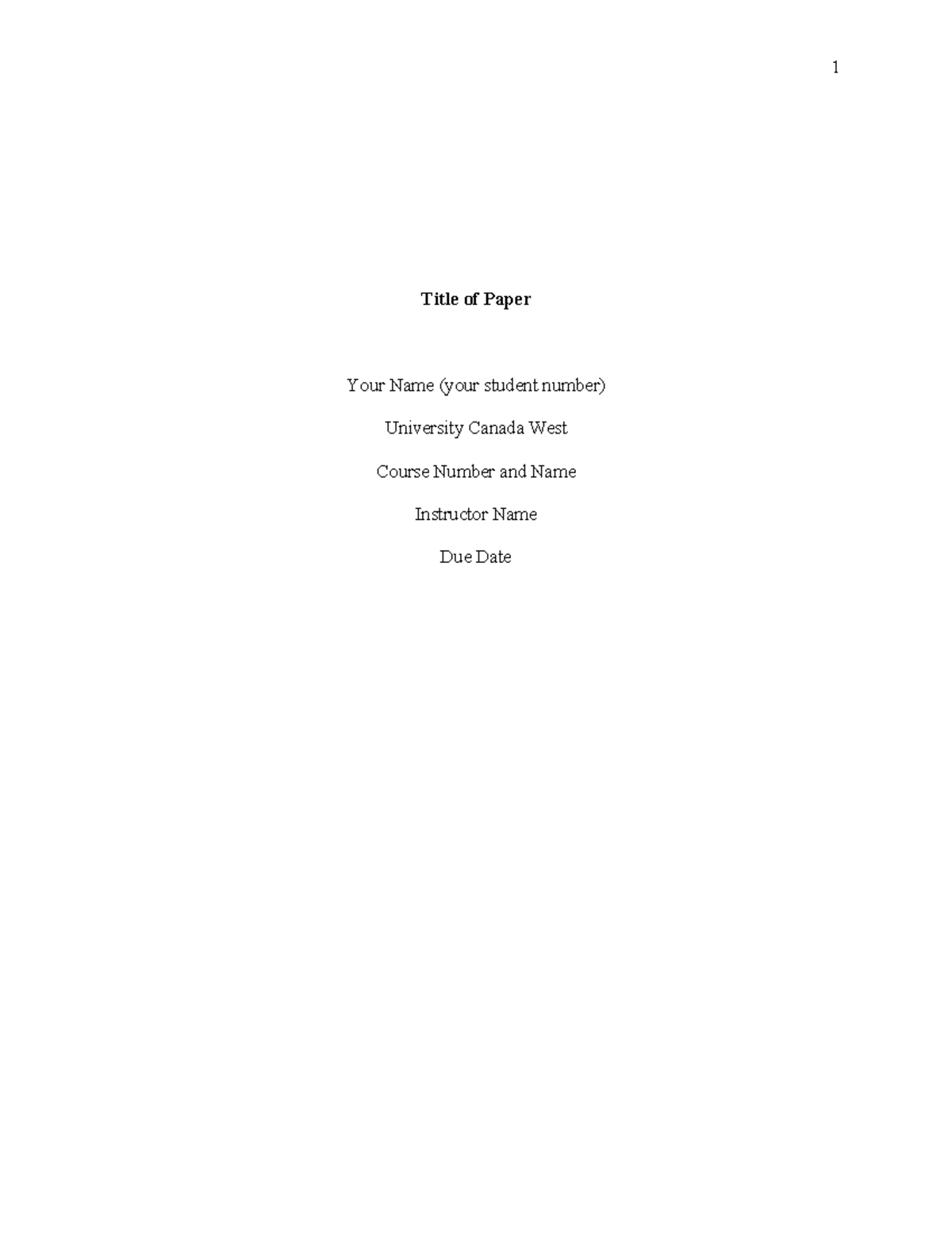 APA Paper Template 7th Ed-March-2020-1 - Title of Paper Your Name (your ...