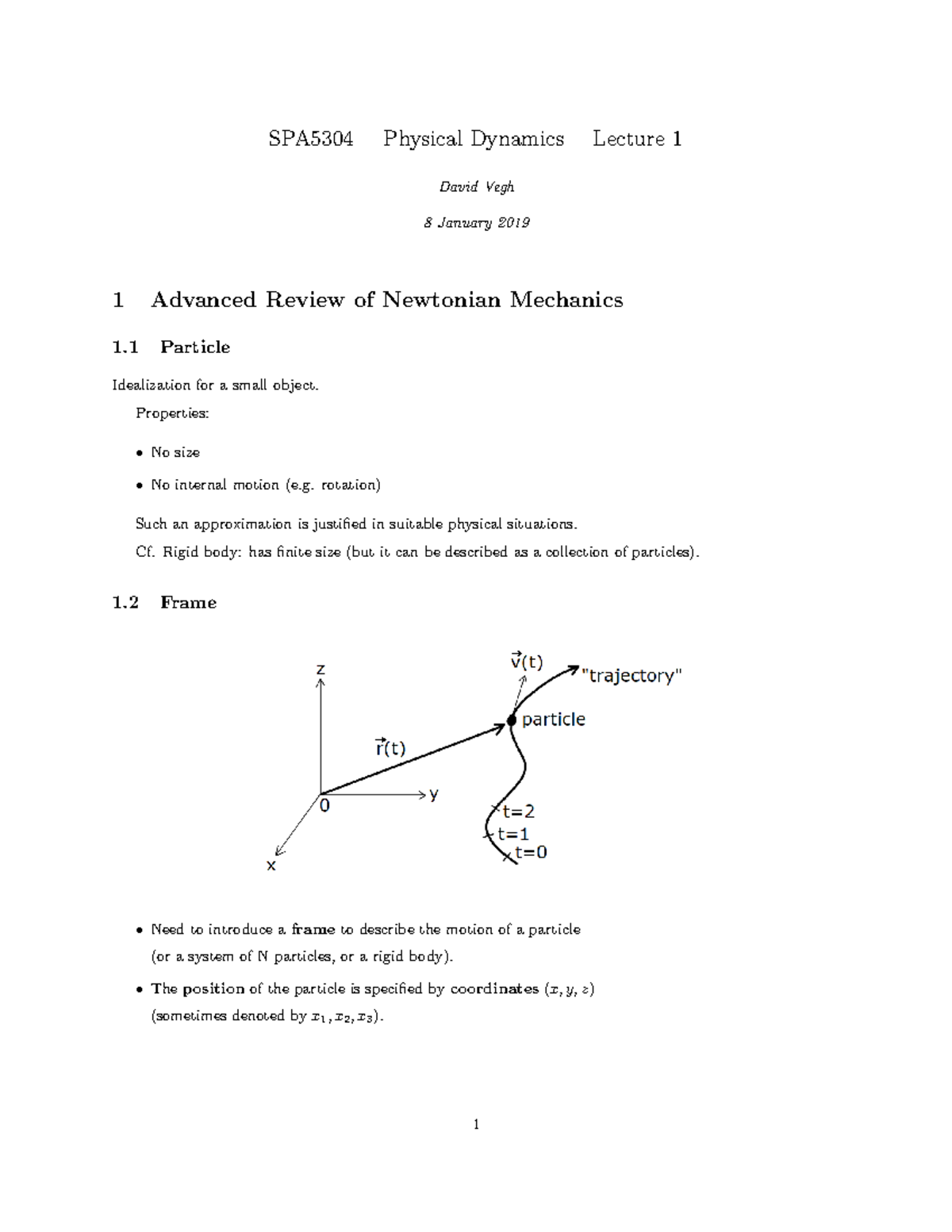 PHD-lecture 01 - PhD Physical Dynamics - Lecture 1 (QMUL) - SPA5304 ...
