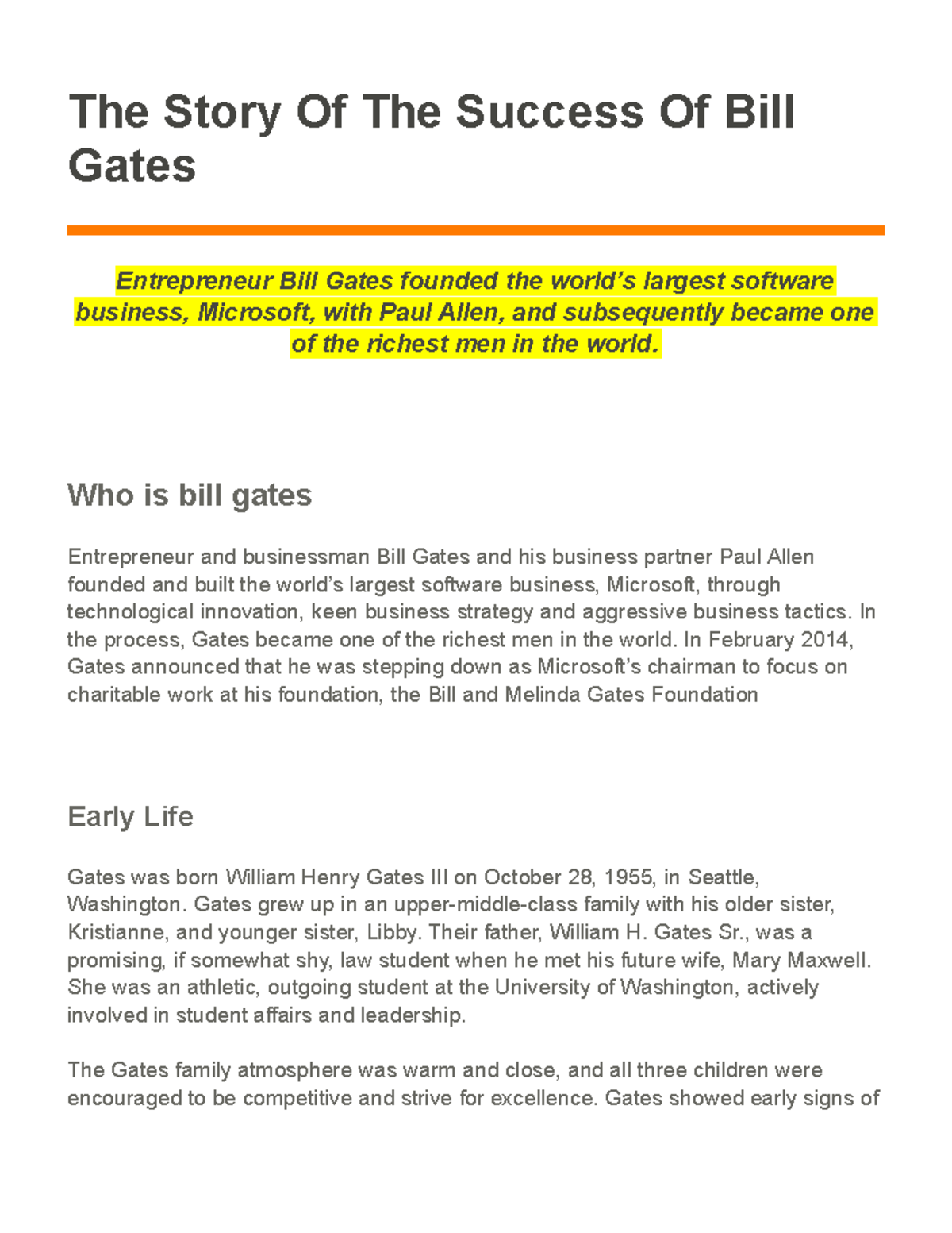 Bill gates - Module - The Story Of The Success Of Bill Gates ...