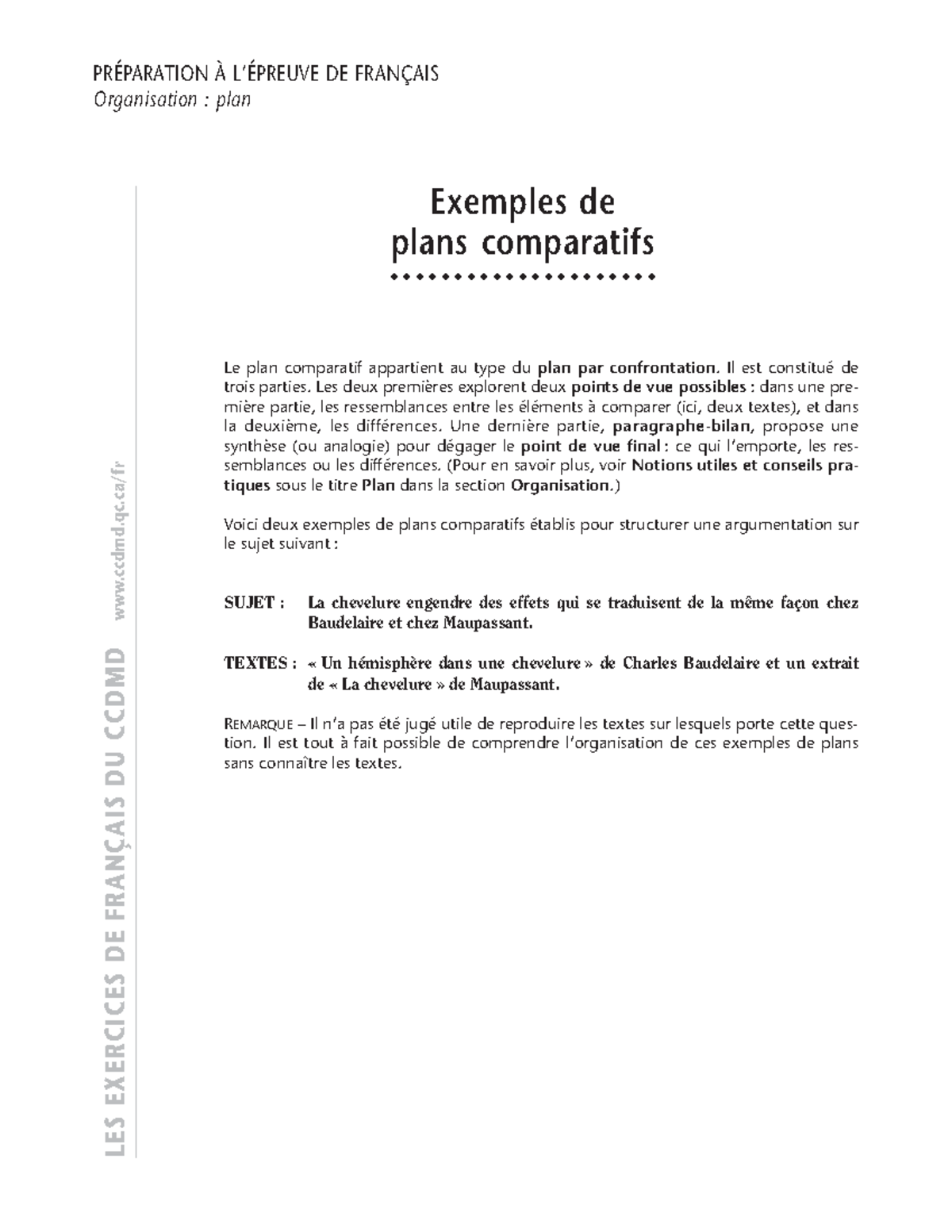 Plan epr 03EUF Organisation - EXEMPLES DE PLANS COMPARATIFS 1 ccdmd.qc ...