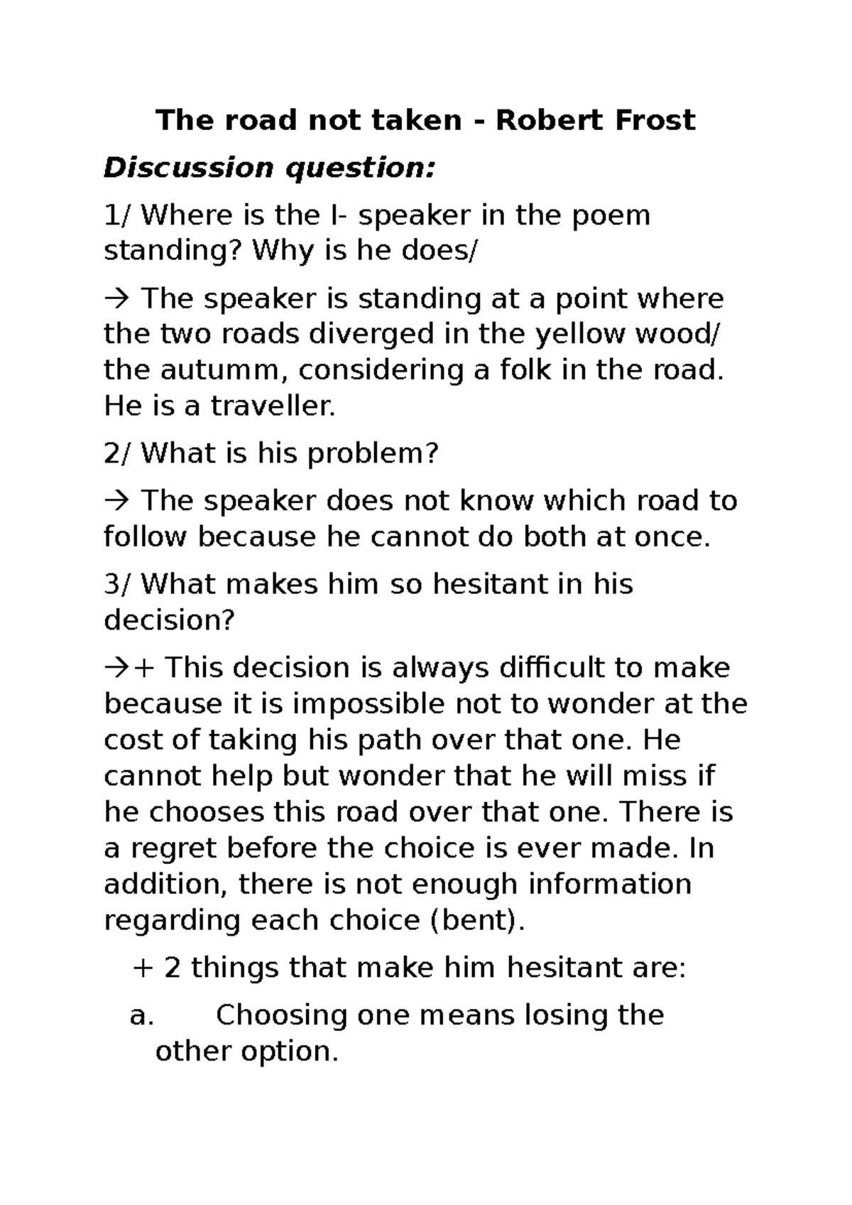 Ôn tập văn học anh mỹ - none - The road not taken - Robert Frost ...