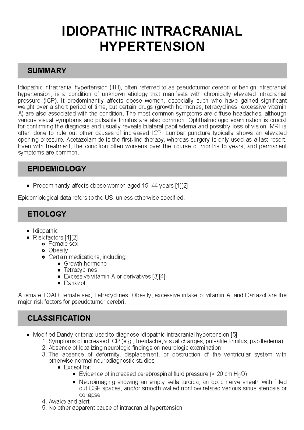 Idiopathic intracranial hypertension - IDIOPATHIC INTRACRANIAL ...