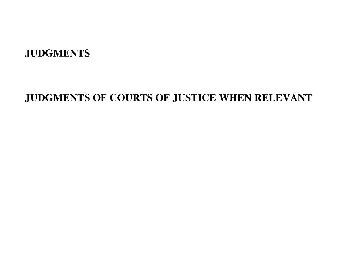 Judgments - Summary Law of Evidence - JUDGMENTS JUDGMENTS OF COURTS OF ...