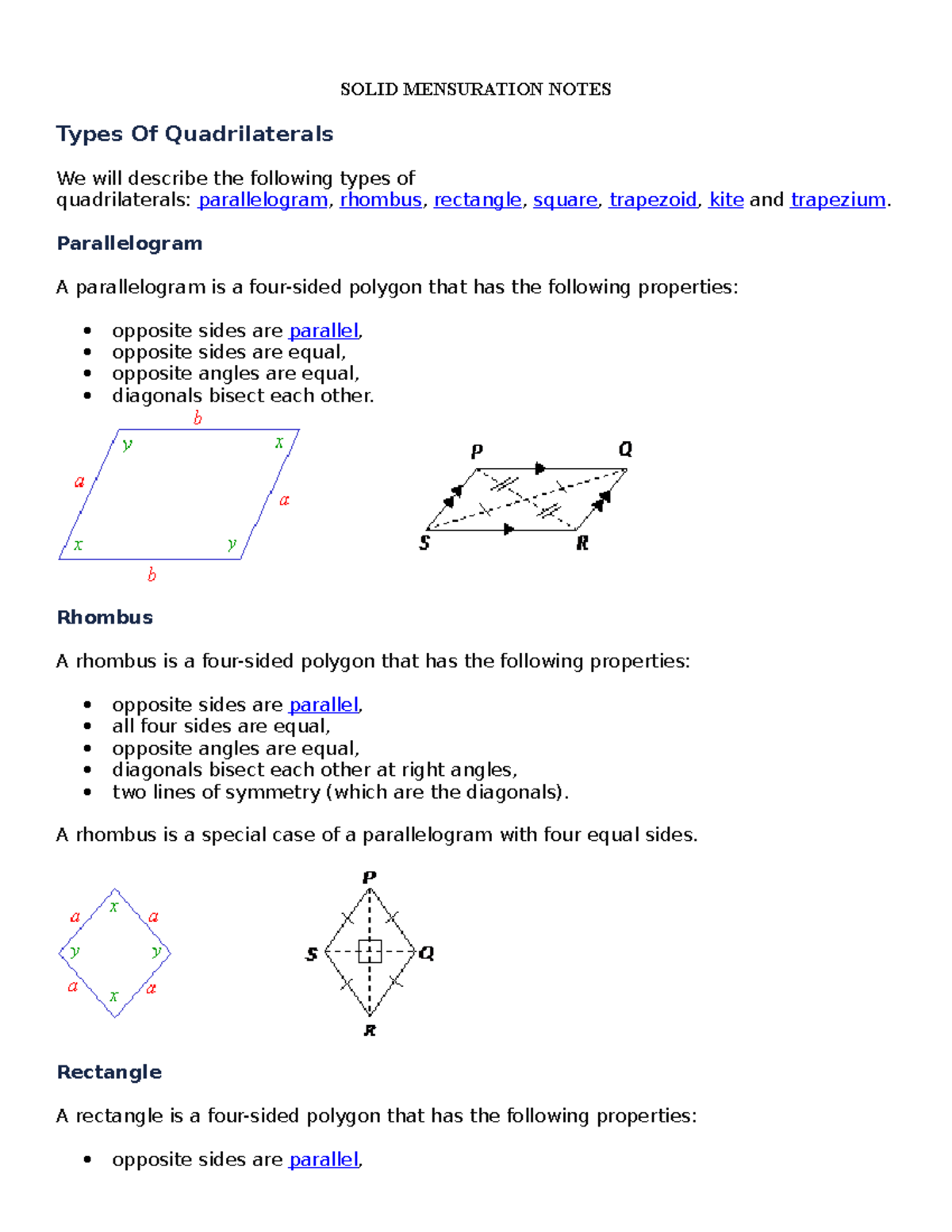 Solid Mensuration Notes PART 2 - SOLID MENSURATION NOTES Types Of ...