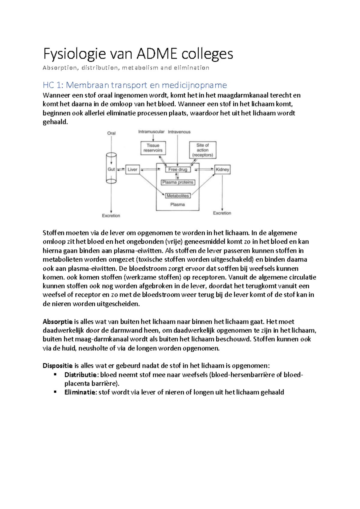 Fysiologie van ADME colleges - Warning: TT: undefined function: 32 Warning: TT: undefined ...