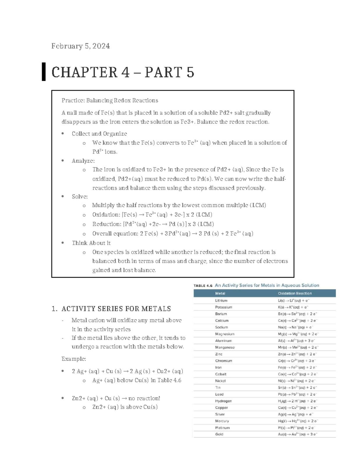 Chapter 4 - part 5 - Lecture notes - February 5, 2024 CHAPTER 4 – PART ...