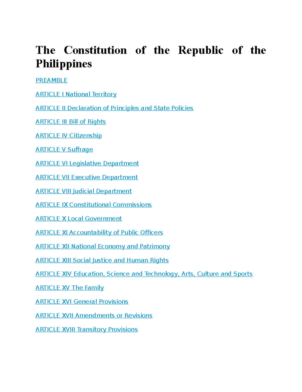 Harry - The Constitution of the Republic of the Philippines PREAMBLE ...