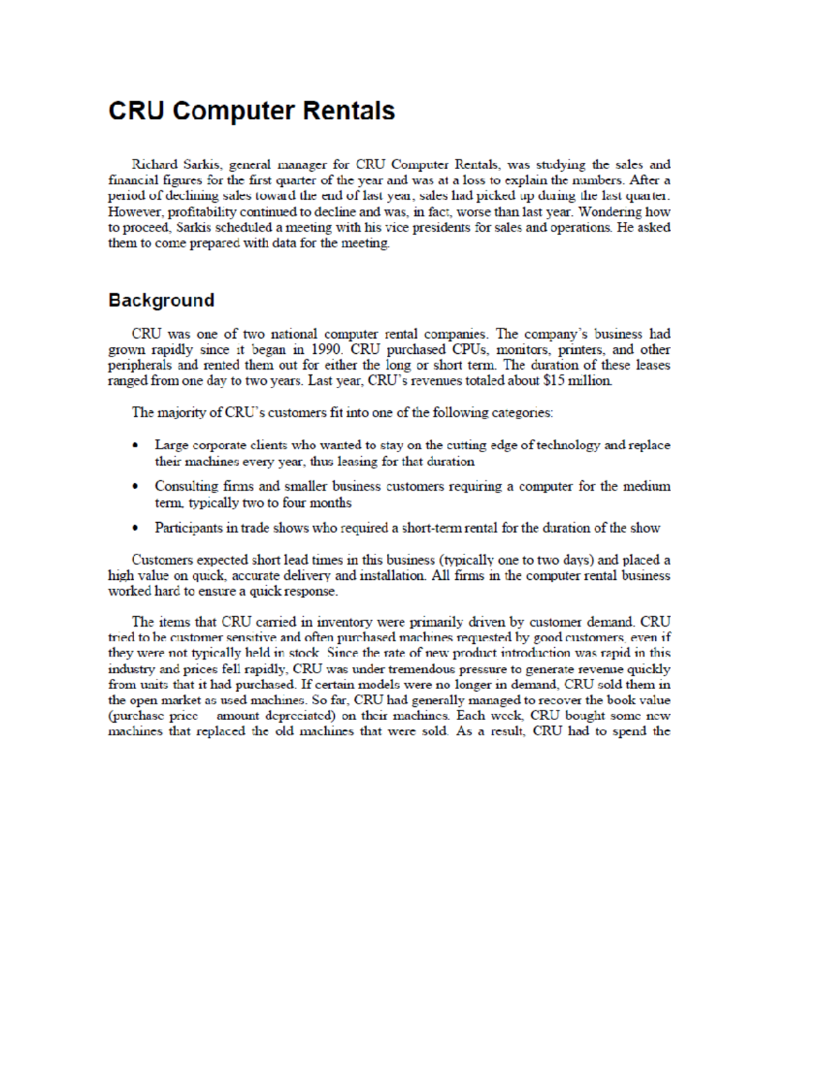 Case CRU computer rental 2024 - CRU Computer Rentals Richard Sarkis ...