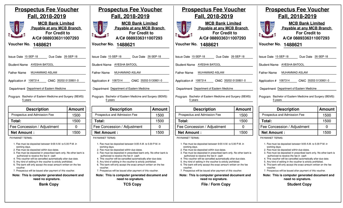 Prospectus Fee Voucher Fall 2018 2019 MC - Prospectus Fee Voucher Fall ...