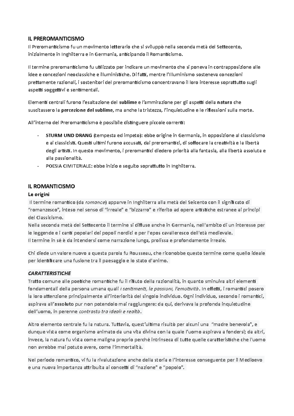 PRE, Romanticismo, Leopardi, Manzoni - Letteratura - UniParthenope ...