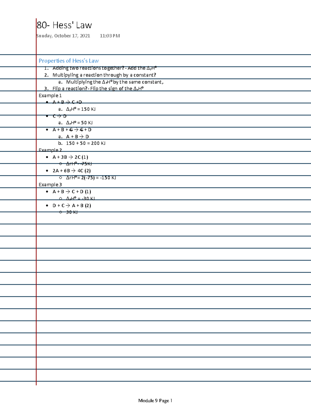 Module 9 - Lecture notes 81-85 - CHE 101 - Studocu