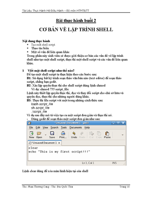 [CT178] Thuc hanh B1 - Co ban Shell - Đề Cương Thực Hành Môn Hệ Điều Hành Mục Tiêu: Cài đặt HĐH ...