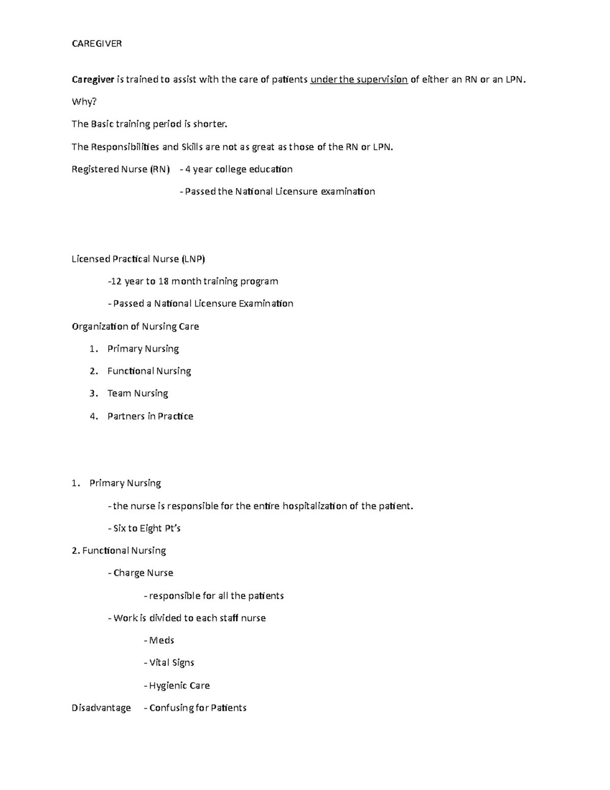 Caregiving - Lecture notes - Caregiver is trained to assist with the ...