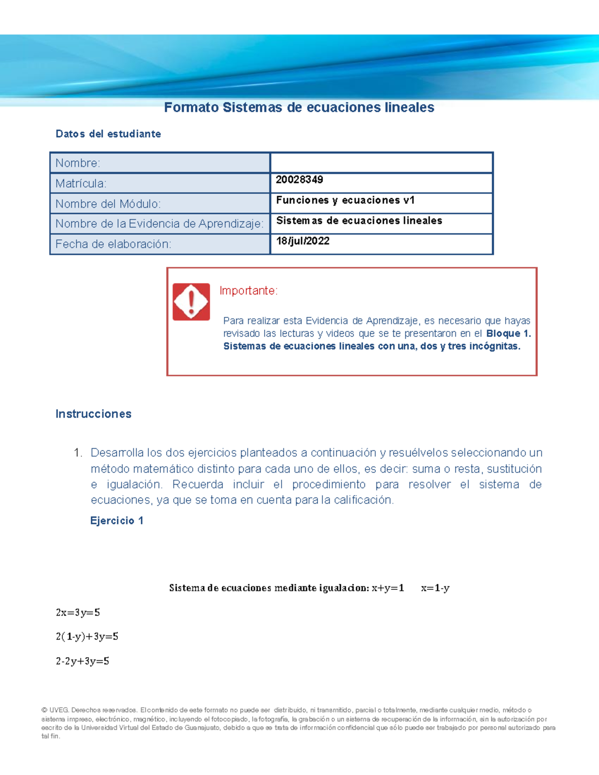 Fec Ea1 Formato 18102017 Formato Sistemas De Ecuaciones Lineales