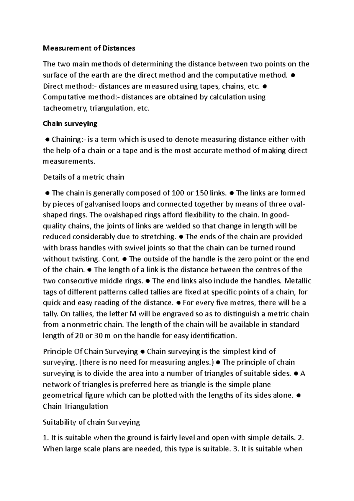 Chain survaying - Measurement of Distances The two main methods of ...