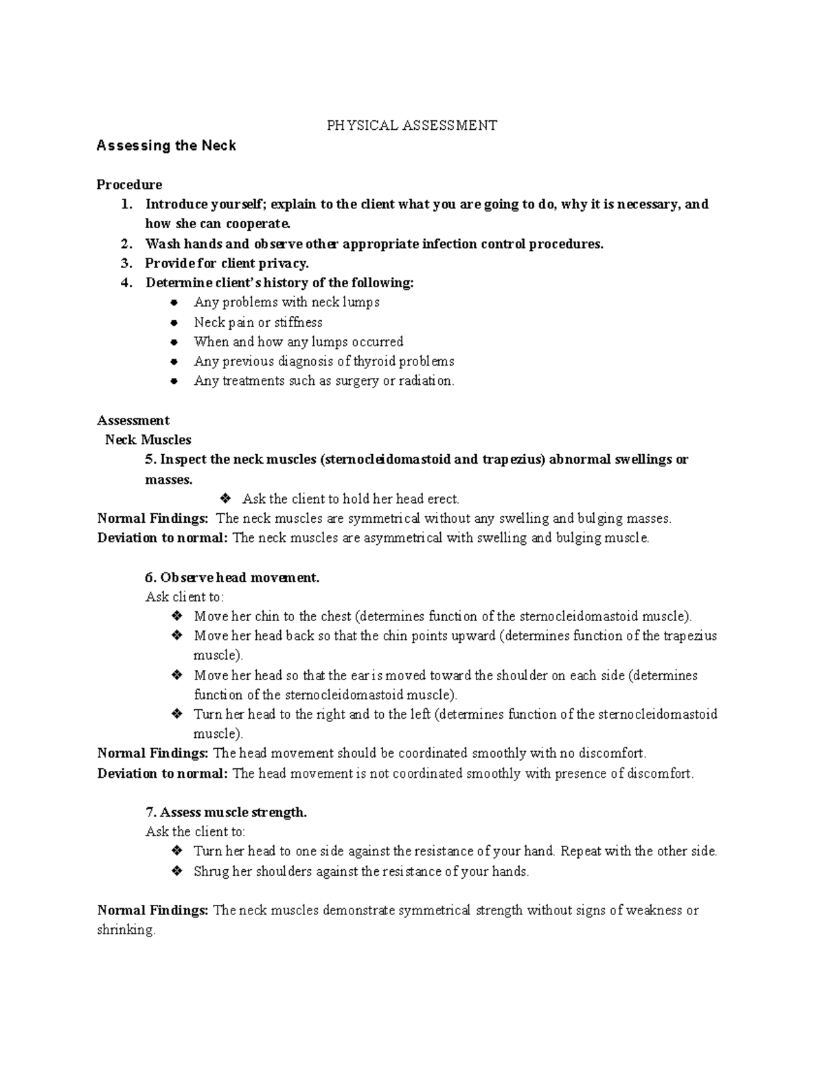 Physical Assessment AND Diagnostic Laboratory Examination - PHYSICAL ...