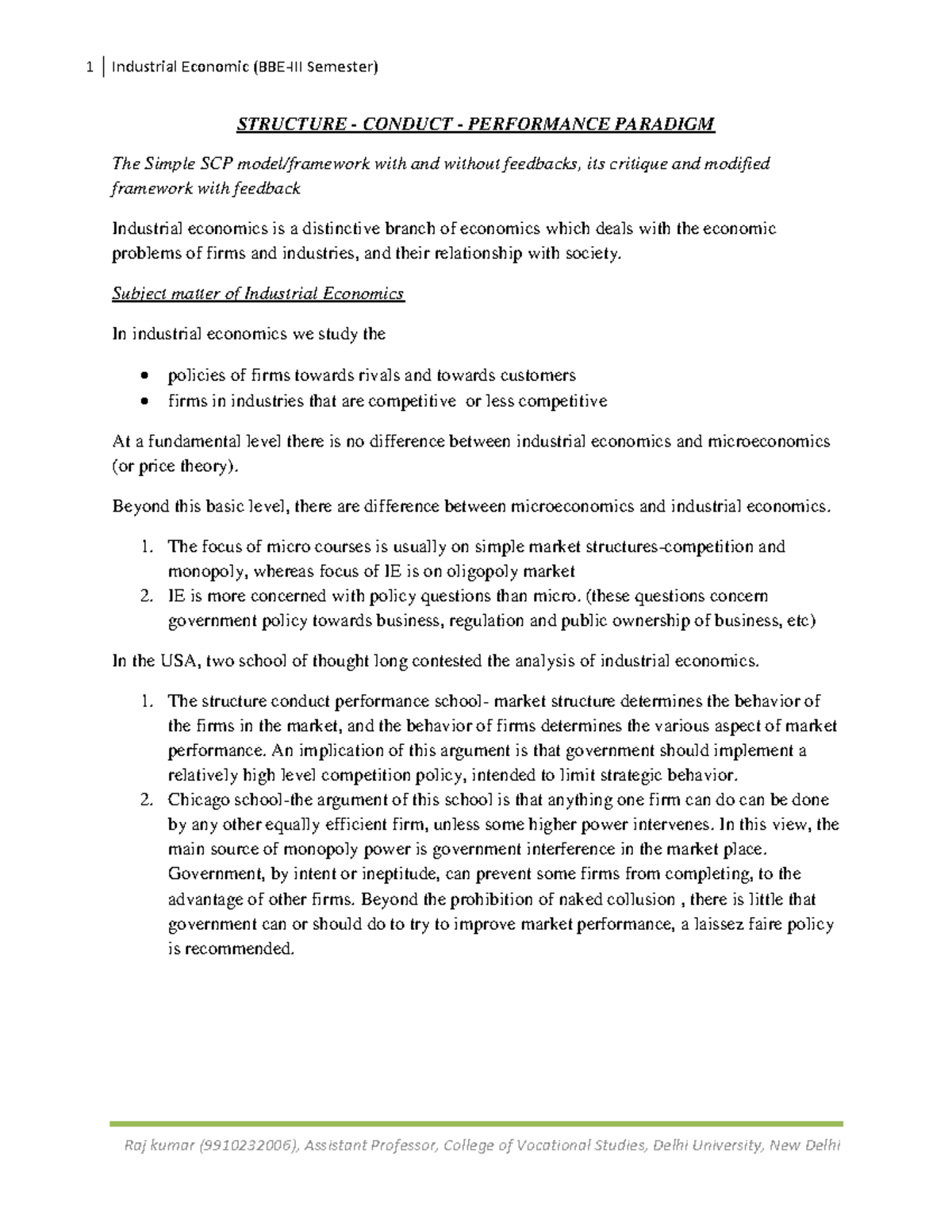 Structure conduct performance paradigm - STRUCTURE - CONDUCT ...