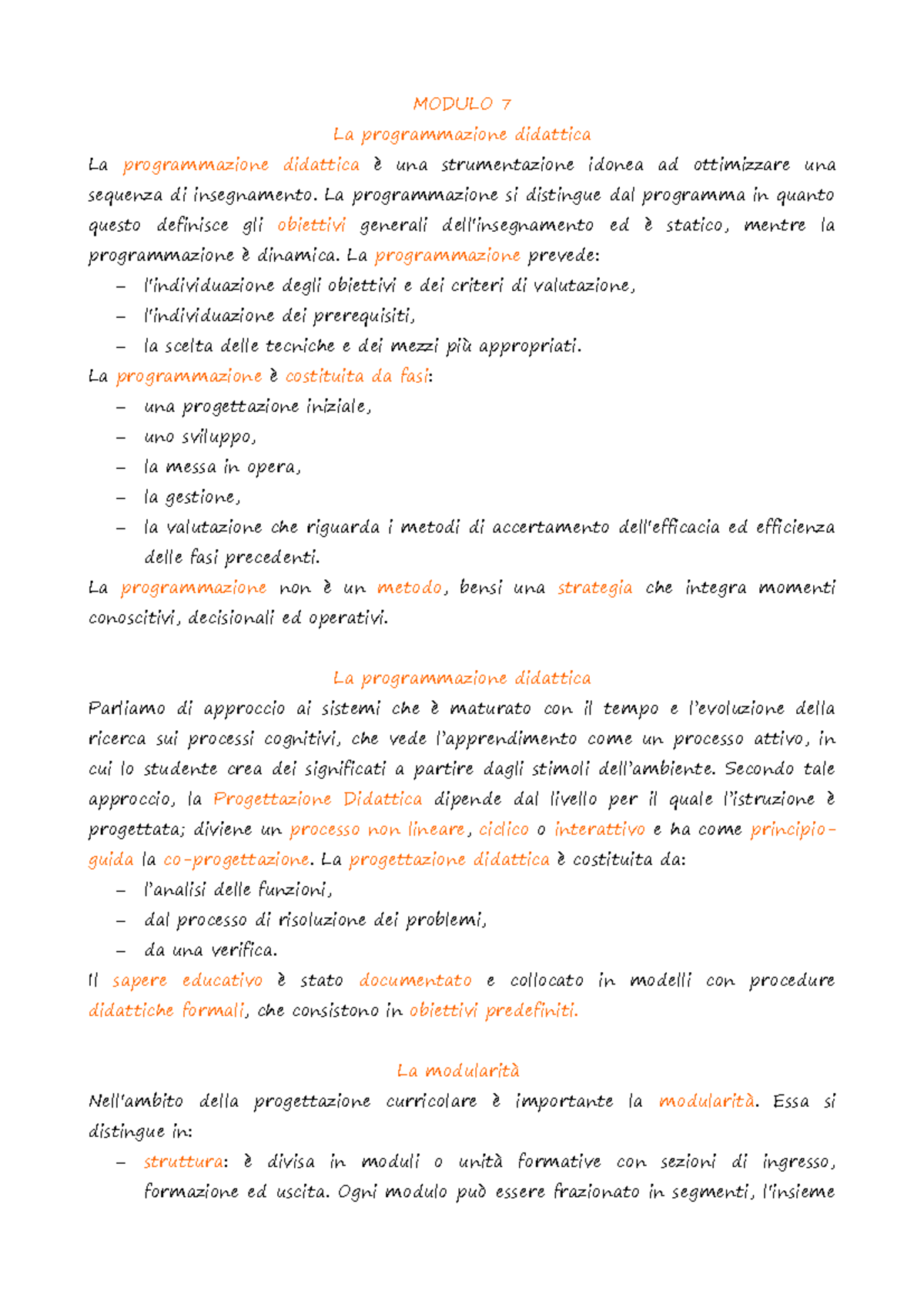 Schemi teorie e metodi della valutazione scolastica mod 7 - MODULO 7 La programmazione didattica ...