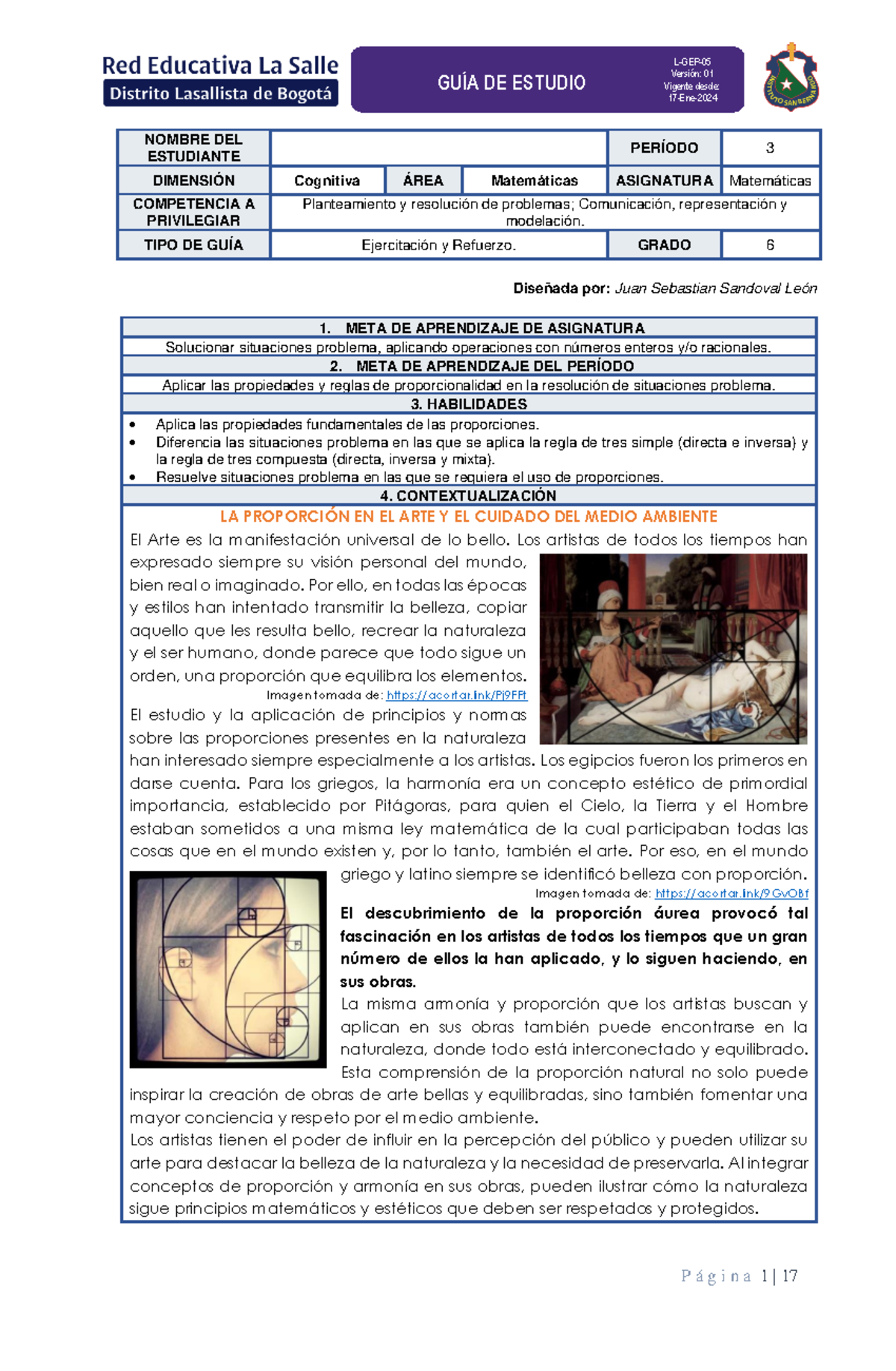 GUIA Matematicas 6º 2024-III - Versión: 01 Vigente desde: 17 - Ene ...