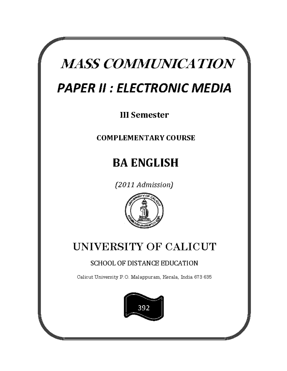 M.S. Radio and TV - Easy notes - M P MAS PAPER UN Calic SS CO R II ...
