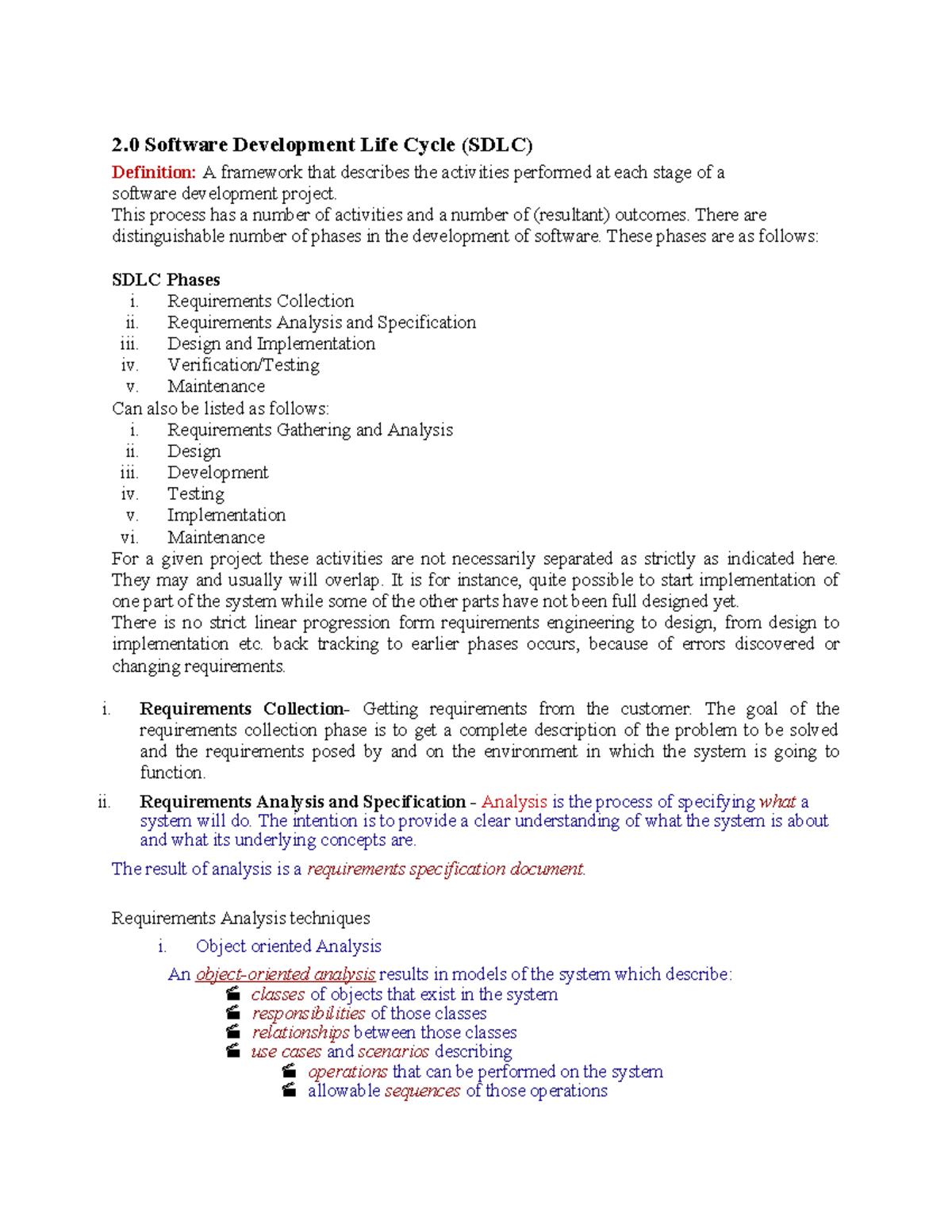Lecture 2 - 2 Software Development Life Cycle (SDLC) Definition: A ...